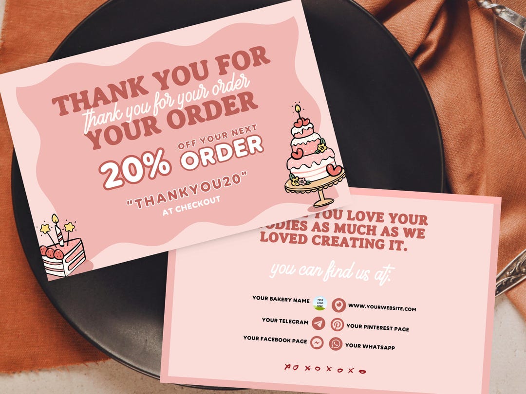Bakery Thank You Card Template | Small Business Marketing | 7 X 5 ...