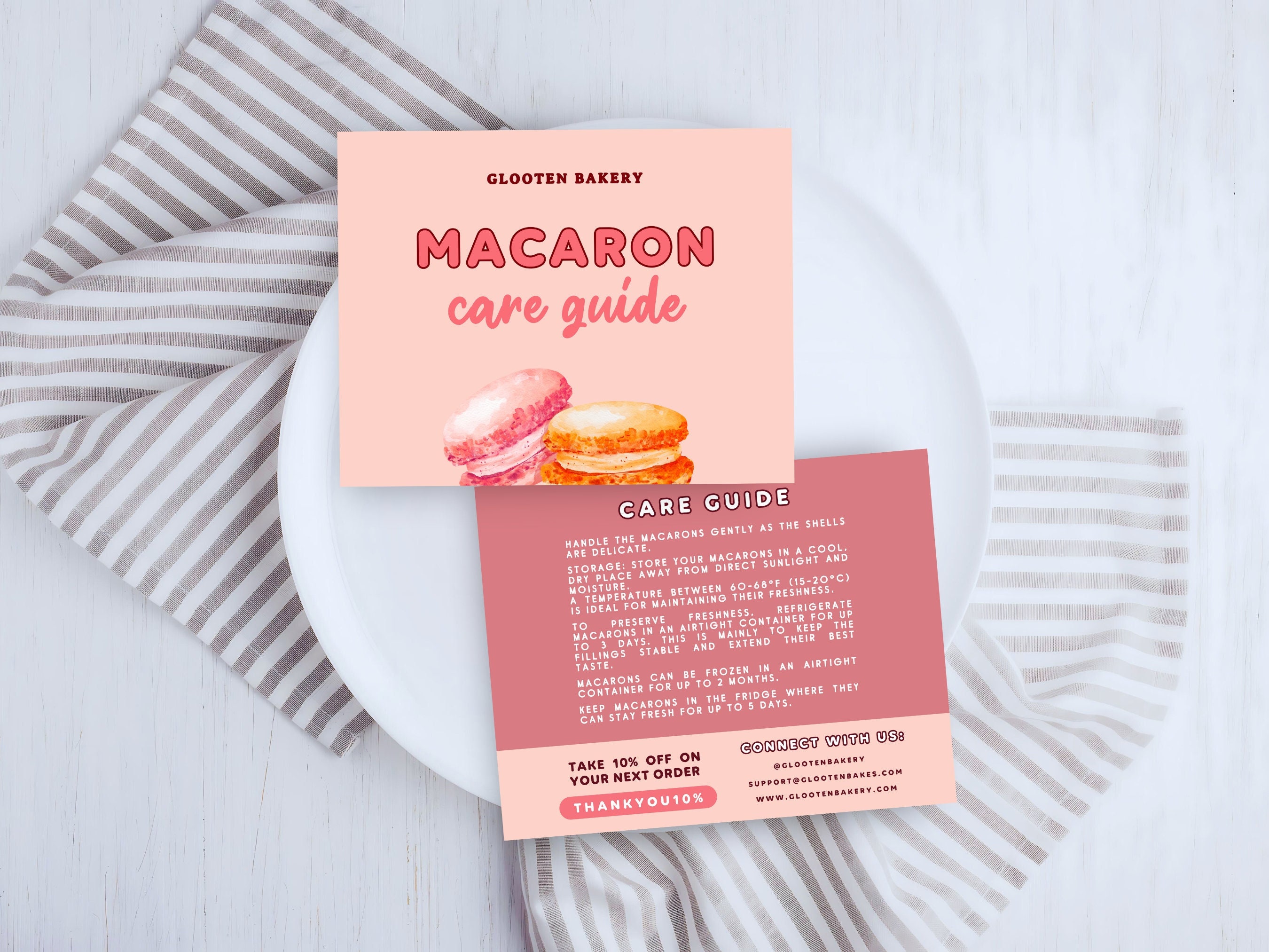 French Macaron Care Card Template Small Business Owner Gift 5.5 X 4.25 ...