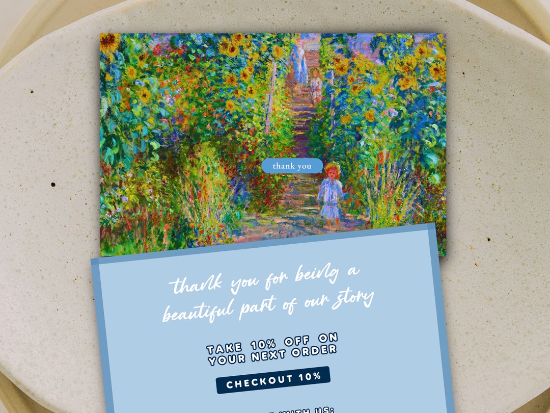 Claude Monet Art Thank You Card Template Small Business Owner Gift ...