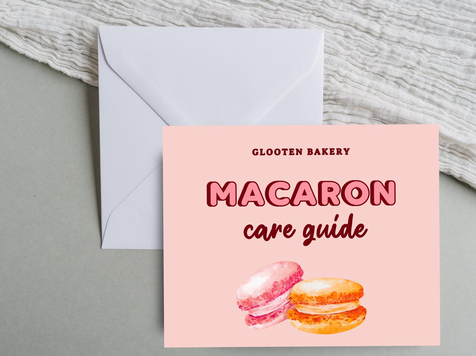 French Macaron Care Card Template | Small Business Owner Gift | 5.5 X 4 ...