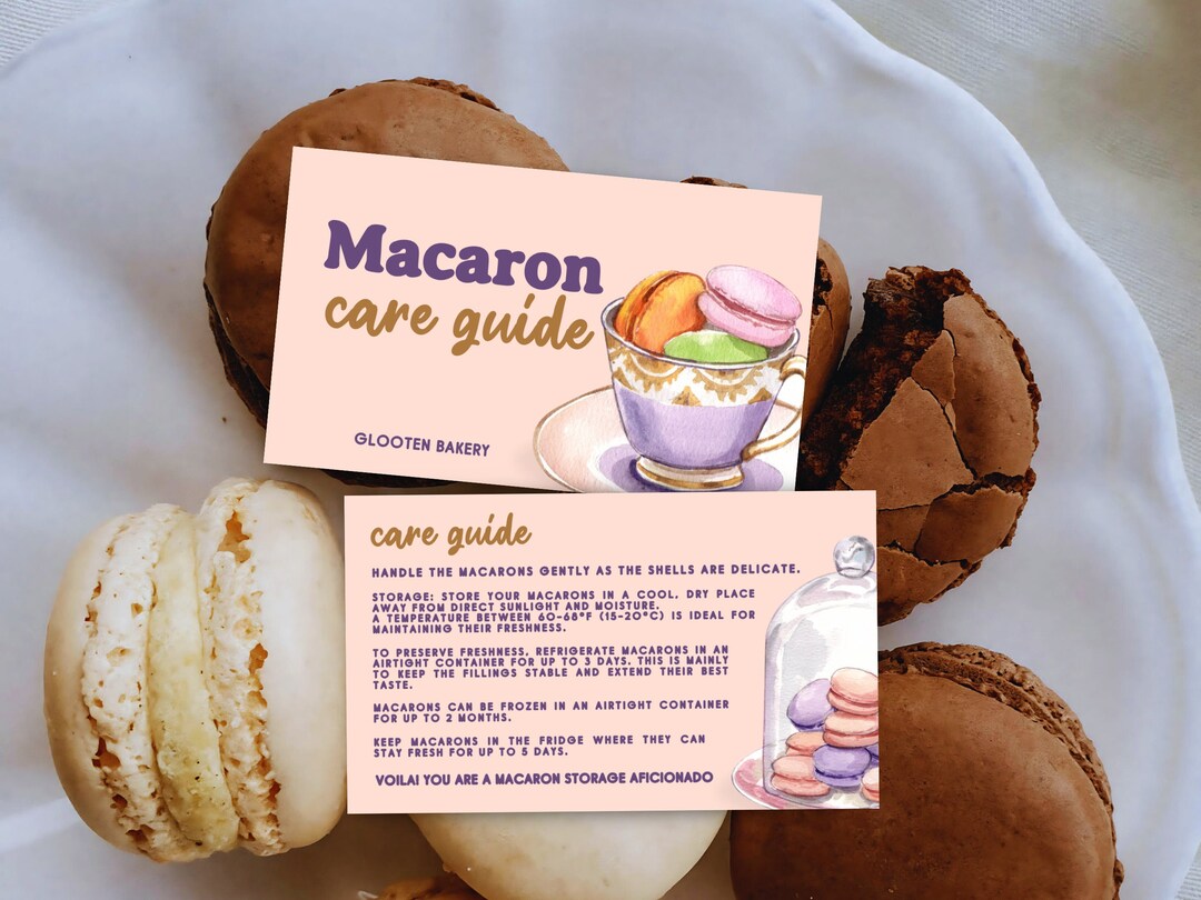 French Macaron Care Card Template | Small Business Owner Gift | 3.5 X 2 ...