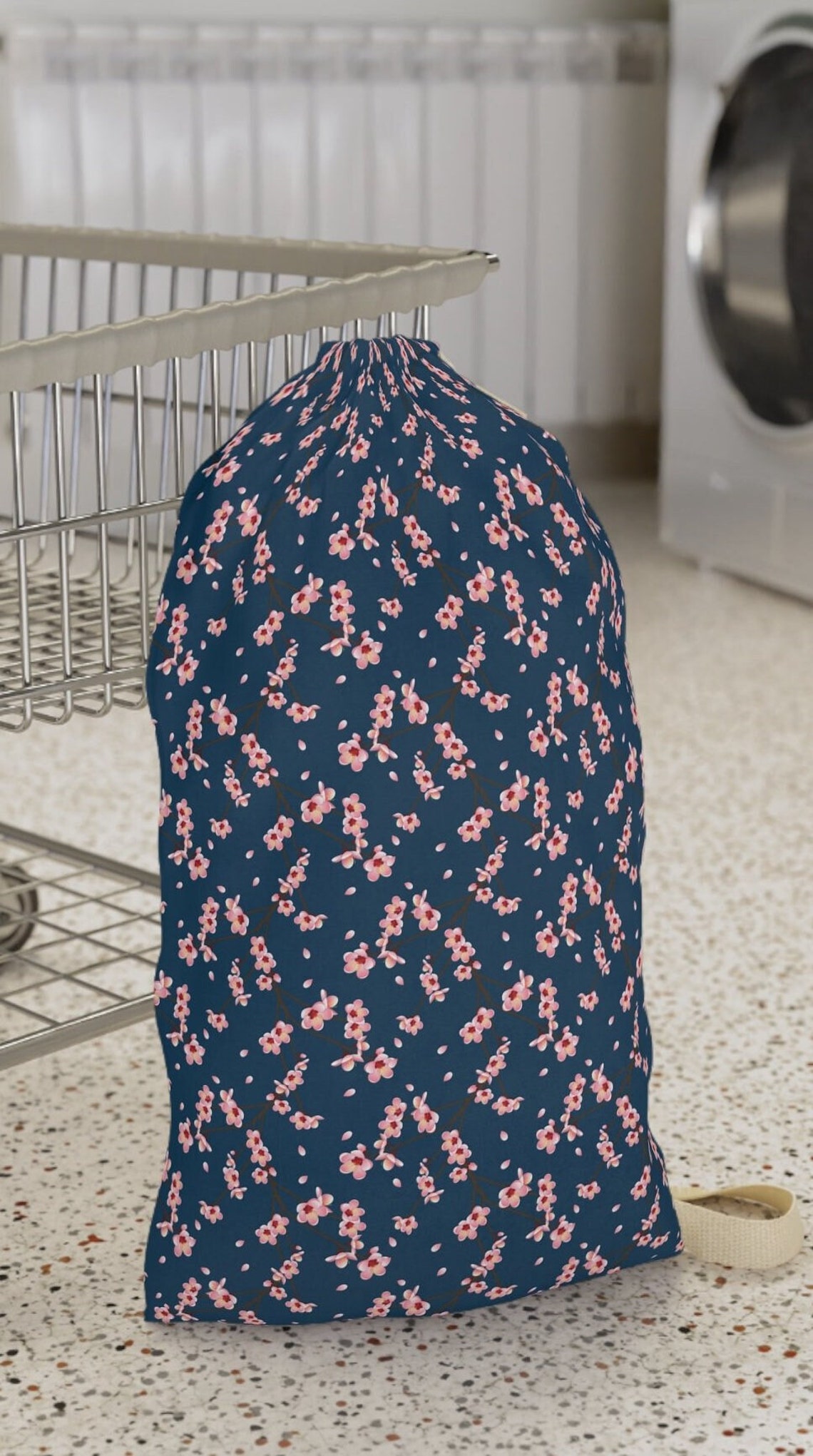 Cherry Blossom Print Laundry Bag - College Laundry Bag - Laundry Hamper ...