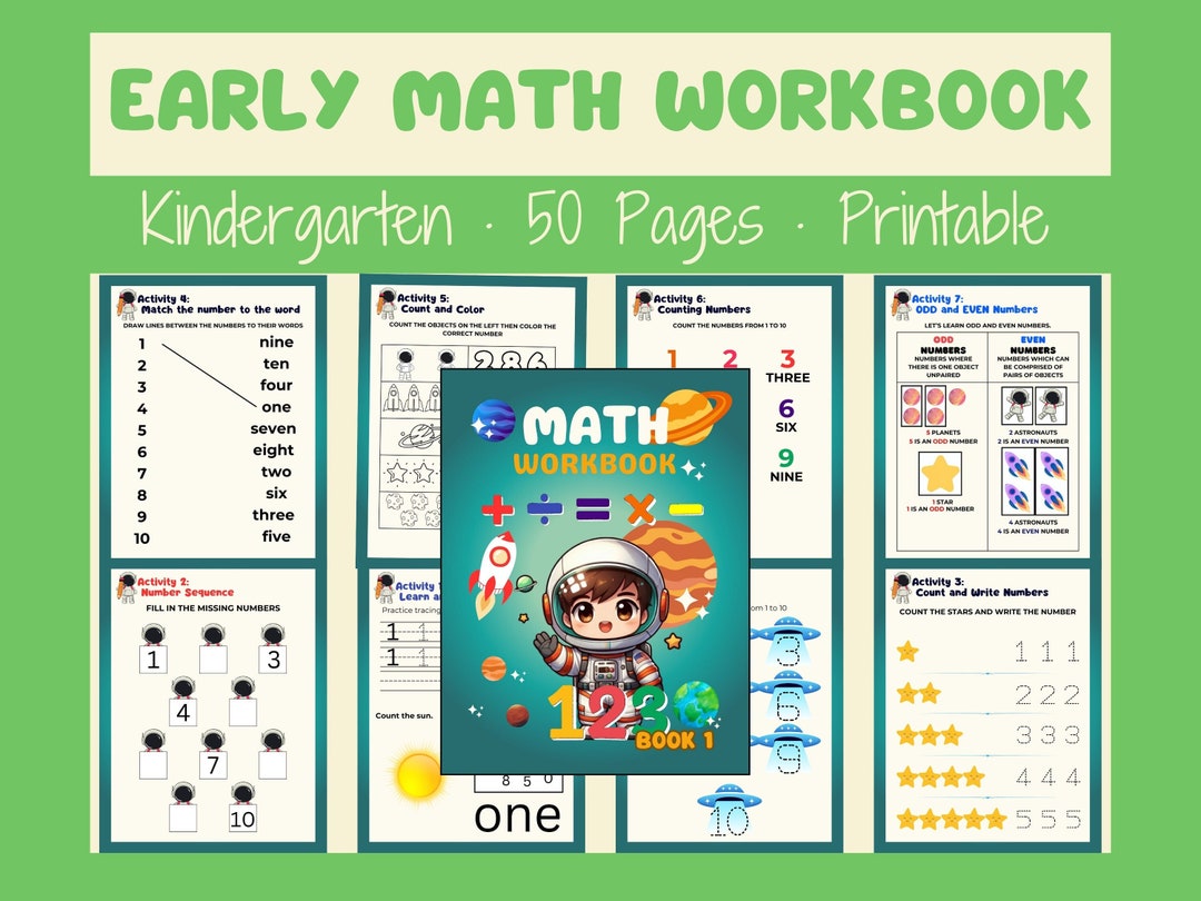 Math Activities Workbook, Math Worksheets, Math Quiet Binder, Printable ...