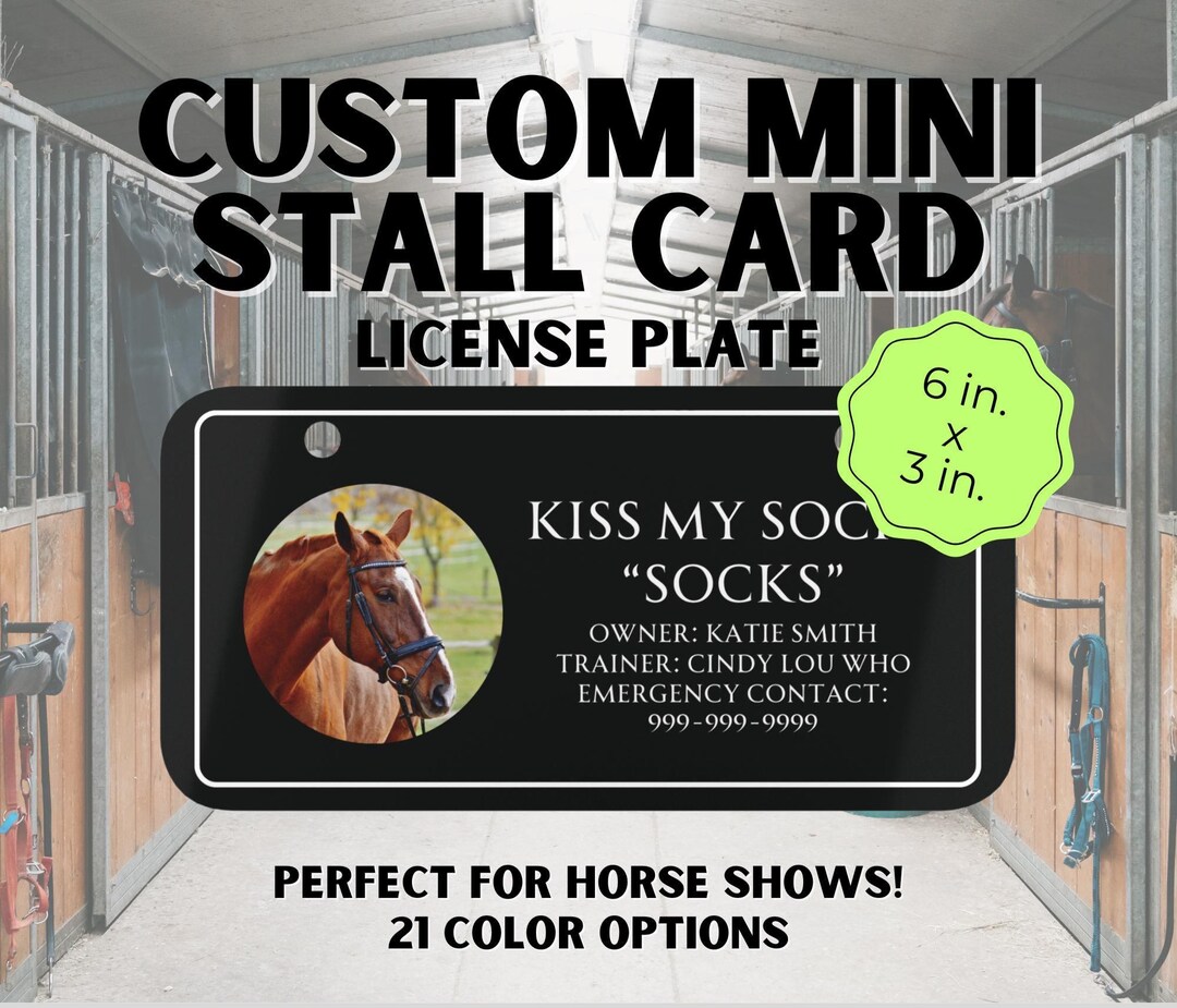 Custom Small Horse Stall Plate Horse Name Card Emergency Contact for ...