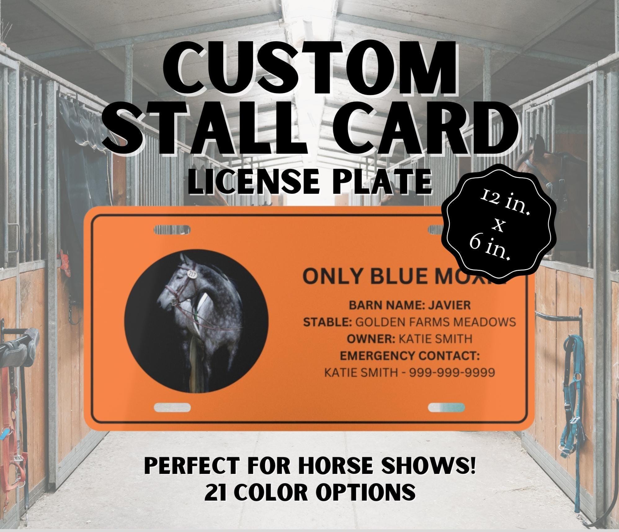 Personalized Stall Plate Information Card Horse Show Portable Stall ...