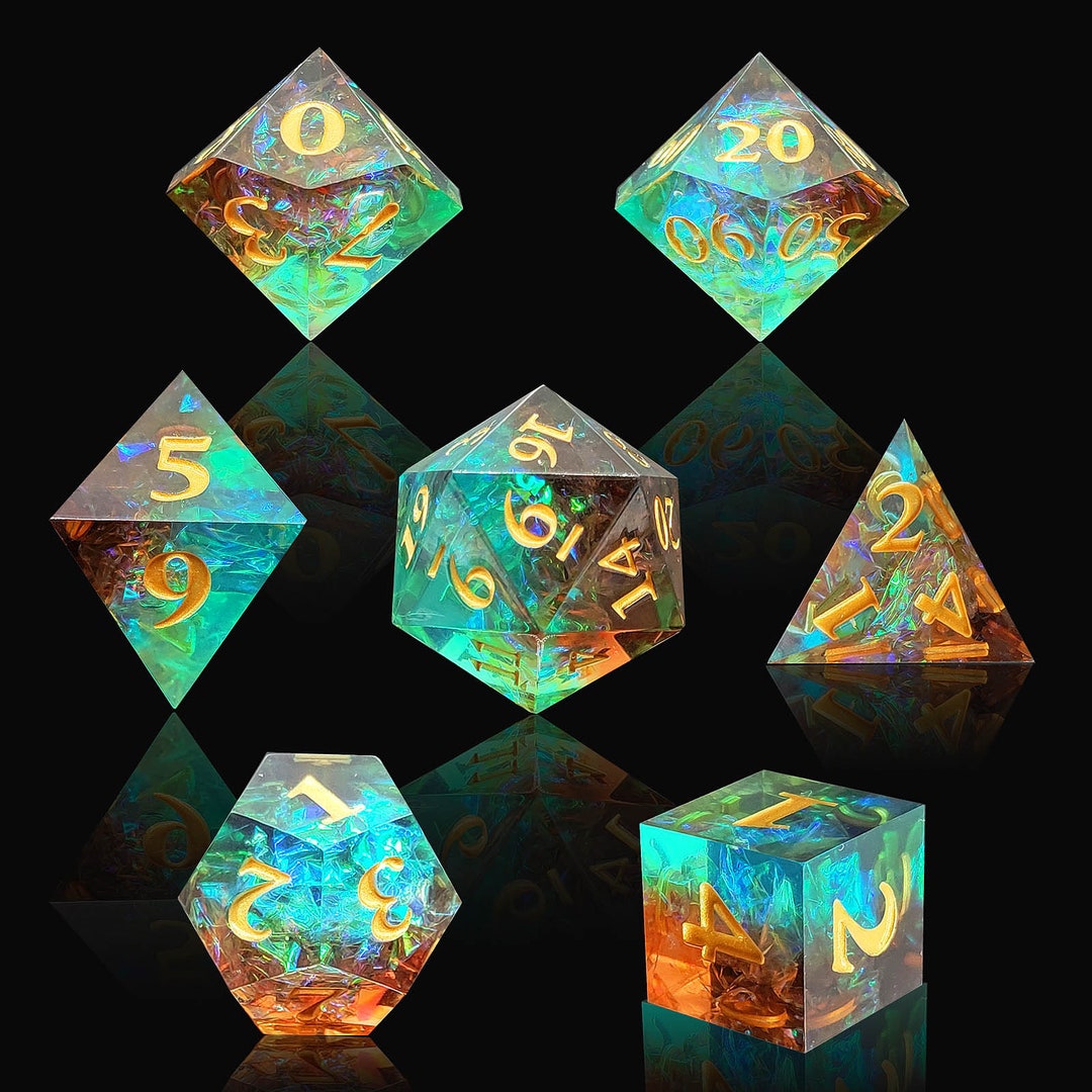 Resin Dice DND Board Game Dungeons & Dragons COC Runner TRPG Cthulhu Polyhedron D20 Colour Set 7 ...