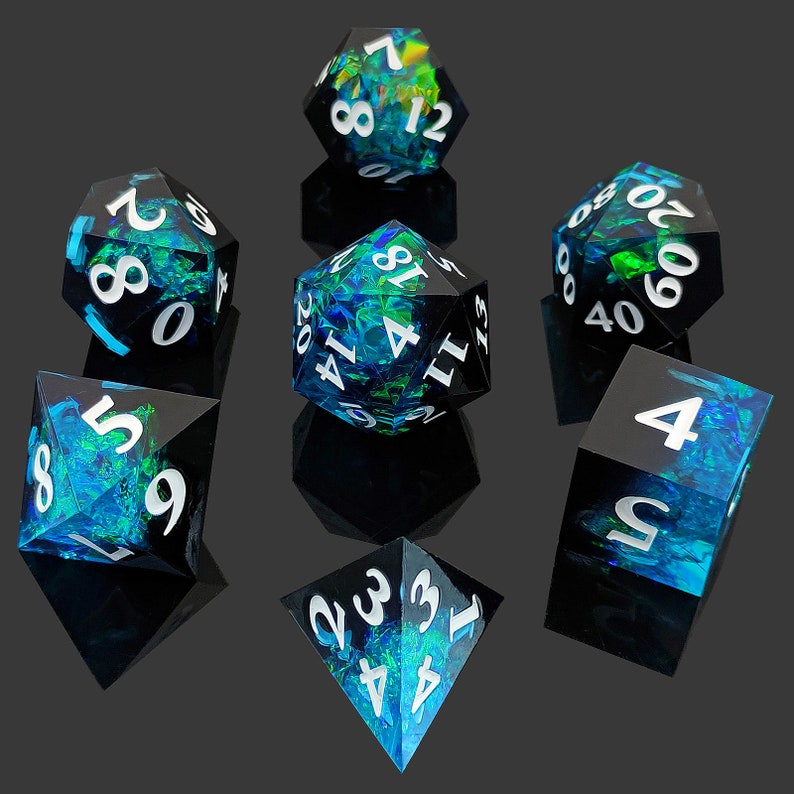 Resin Dice DND Board Game Dungeons & Dragons COC Runner TRPG Cthulhu Polyhedron D20 Colour Set 7 ...