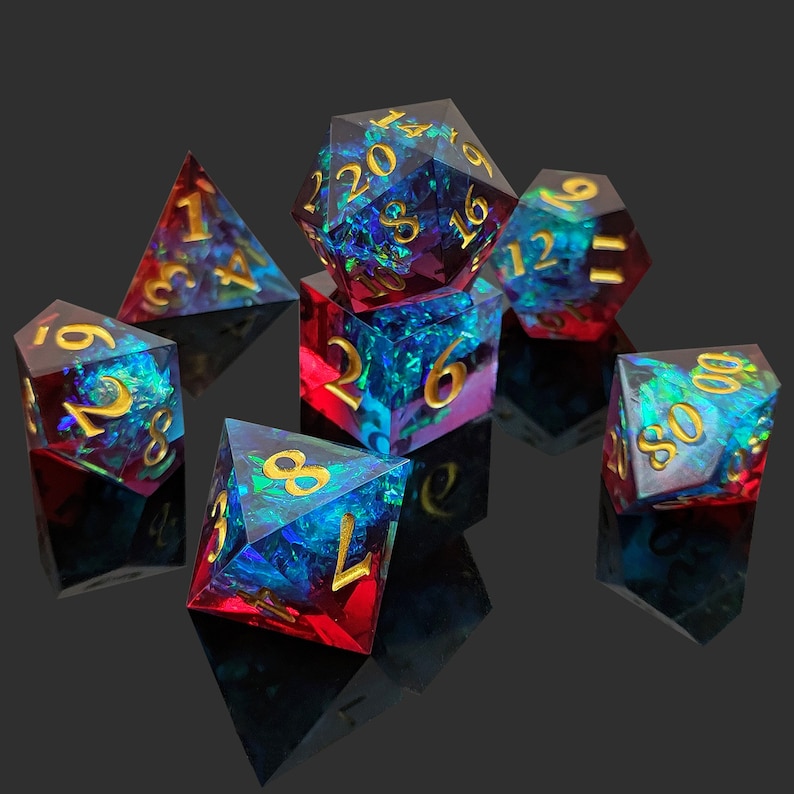 Resin Dice DND Board Game Dungeons & Dragons COC Runner TRPG Cthulhu Polyhedron D20 Colour Set 7 ...