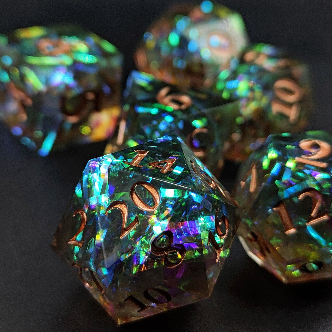 Resin Dice DND Board Game Dungeons & Dragons COC Runner TRPG Cthulhu Polyhedron D20 Colour Set 7 ...