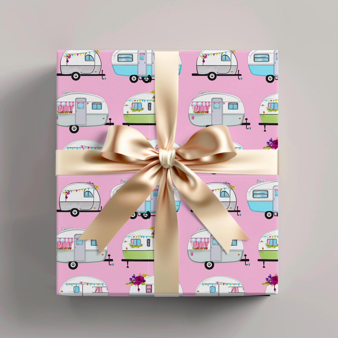 Vintage Camper Wrapping Paper, Cute Camper Decor Paper, Vintage RV ...