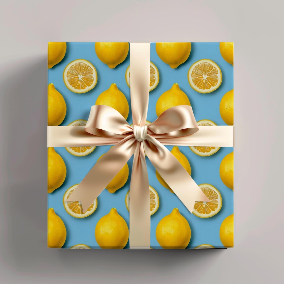 Lemon Print Wrapping Paper: Yellow Citrus Gift Wrap - Etsy