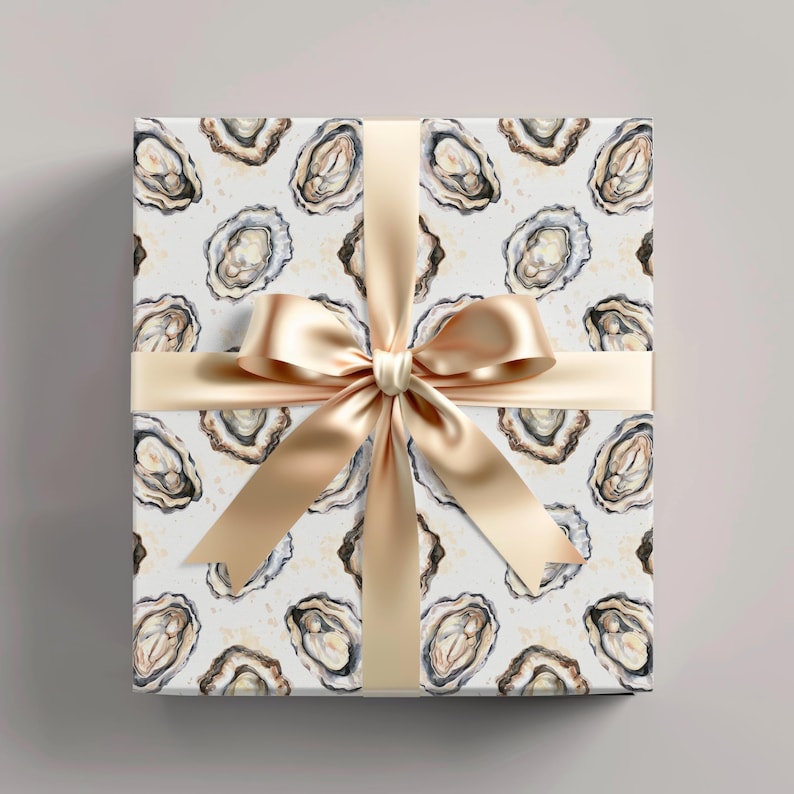 Oyster Theme Wrapping Paper: Artsy Coastal Gift Wrap - Etsy