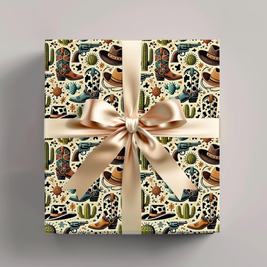 Cowboy Wrapping Paper: Wild West Rodeo Theme Gift Wrap - Etsy