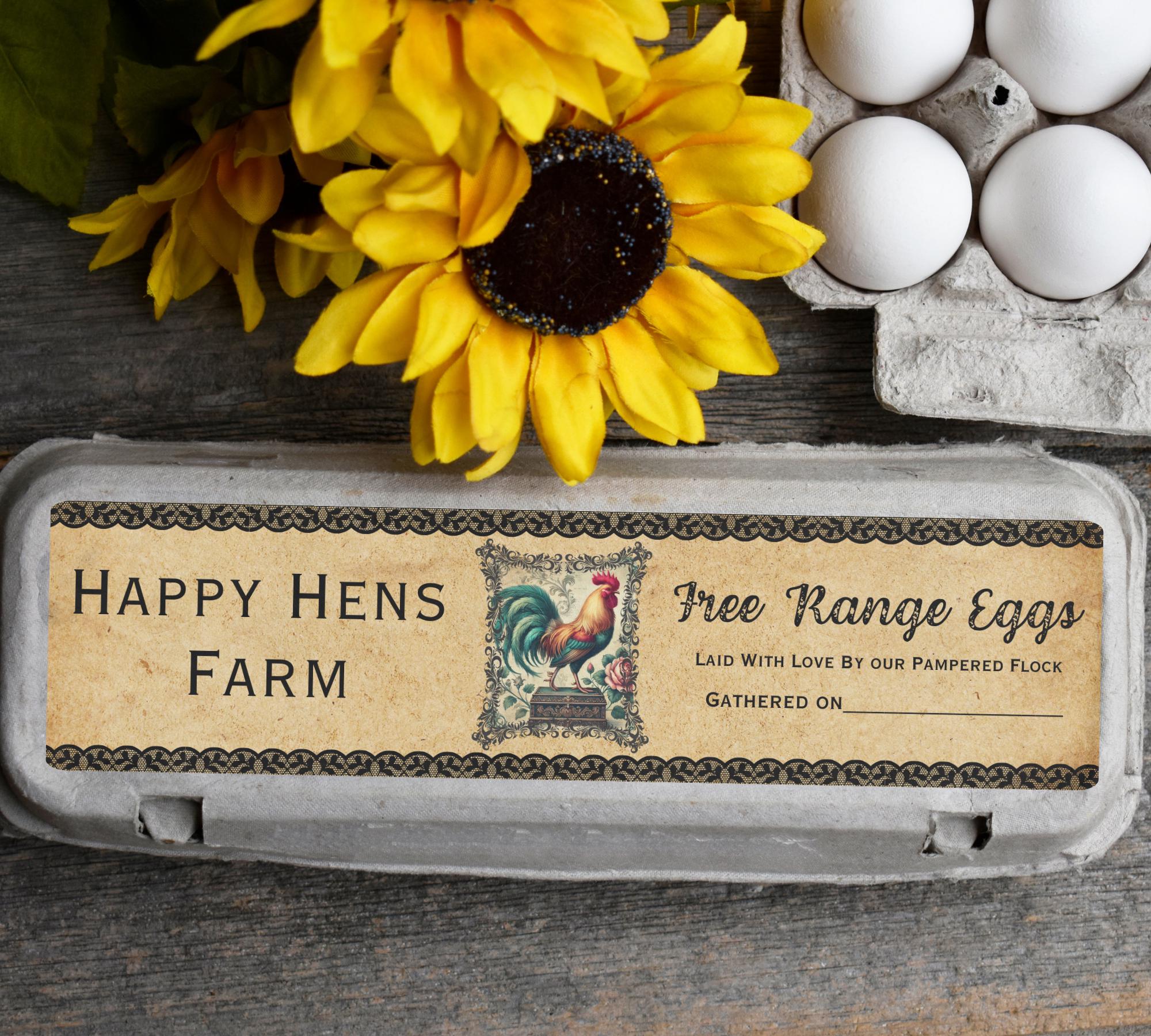 Customizable Egg Carton Labels for Homestead and Farmstand Free Range ...
