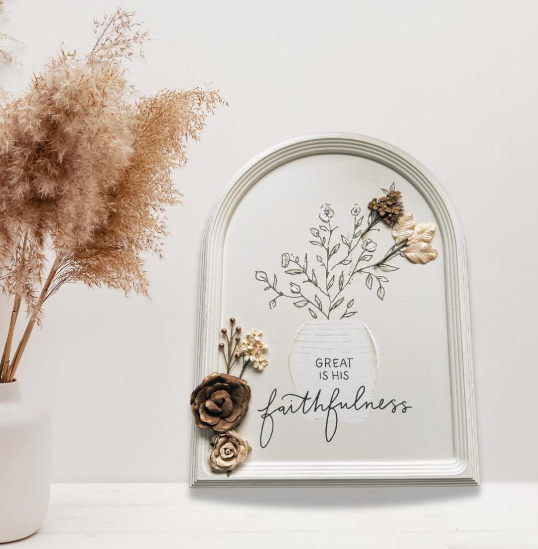 Christian Wall Art Faith Home Decor Arched Flower Wood Frame Farmhouse ...
