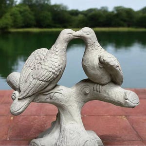 Love Birds on Tree Statue Concrete Birds Figure Stone Yard Art Love ...