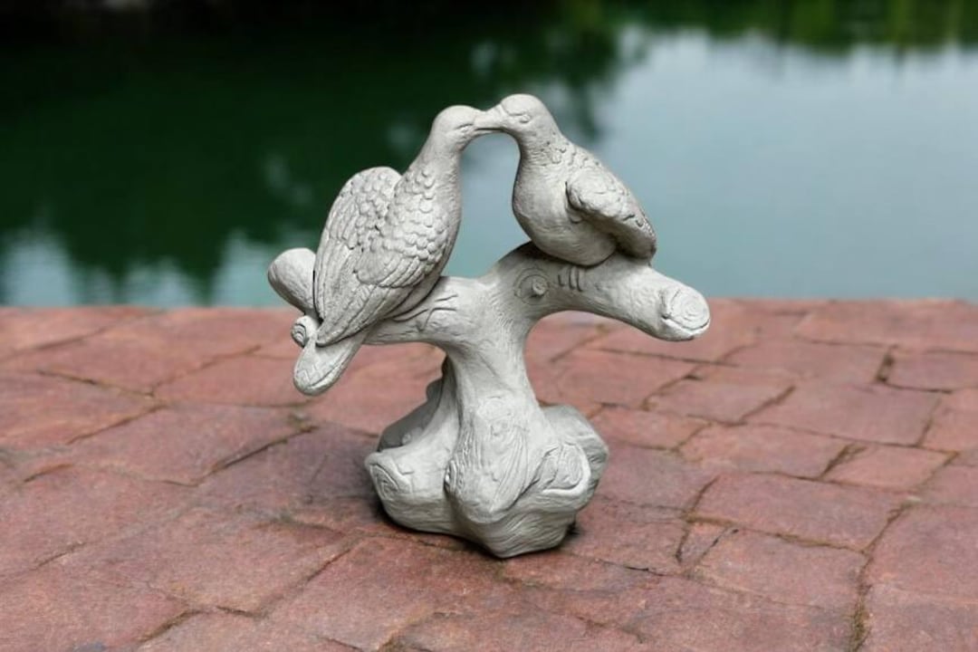 Love Birds on Tree Statue Concrete Birds Figure Stone Yard Art Love ...