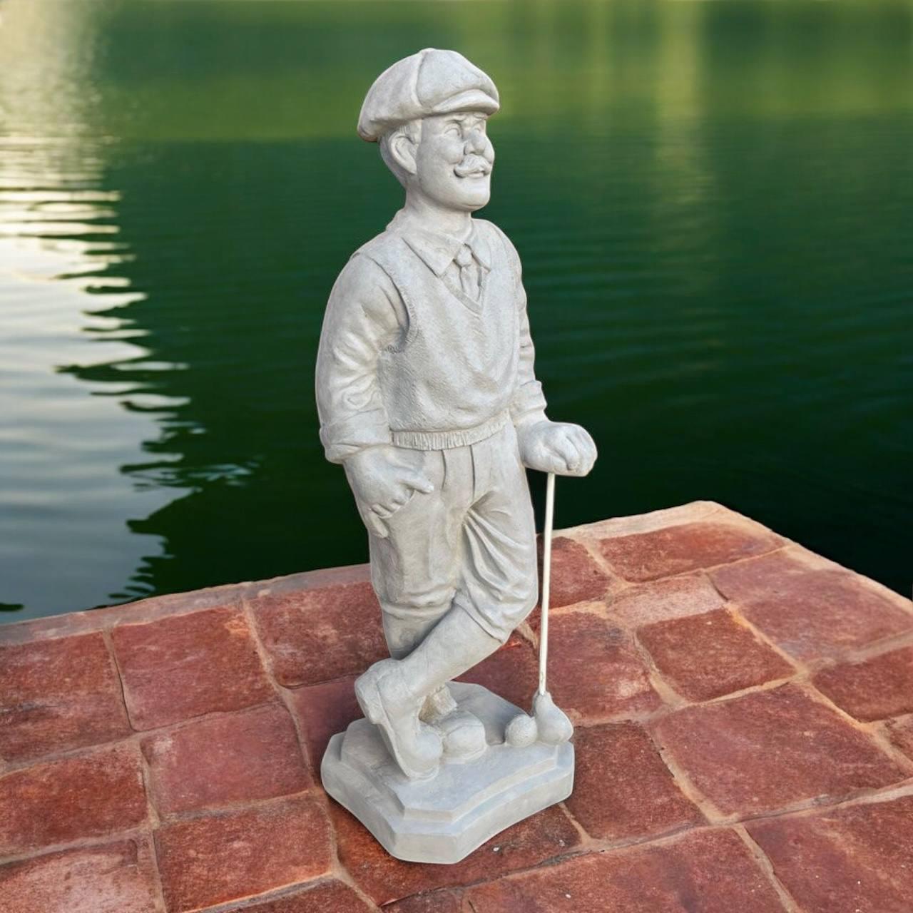 Extra Large Golfer Man Sculpture Cement Man With Club Figure Golf ...
