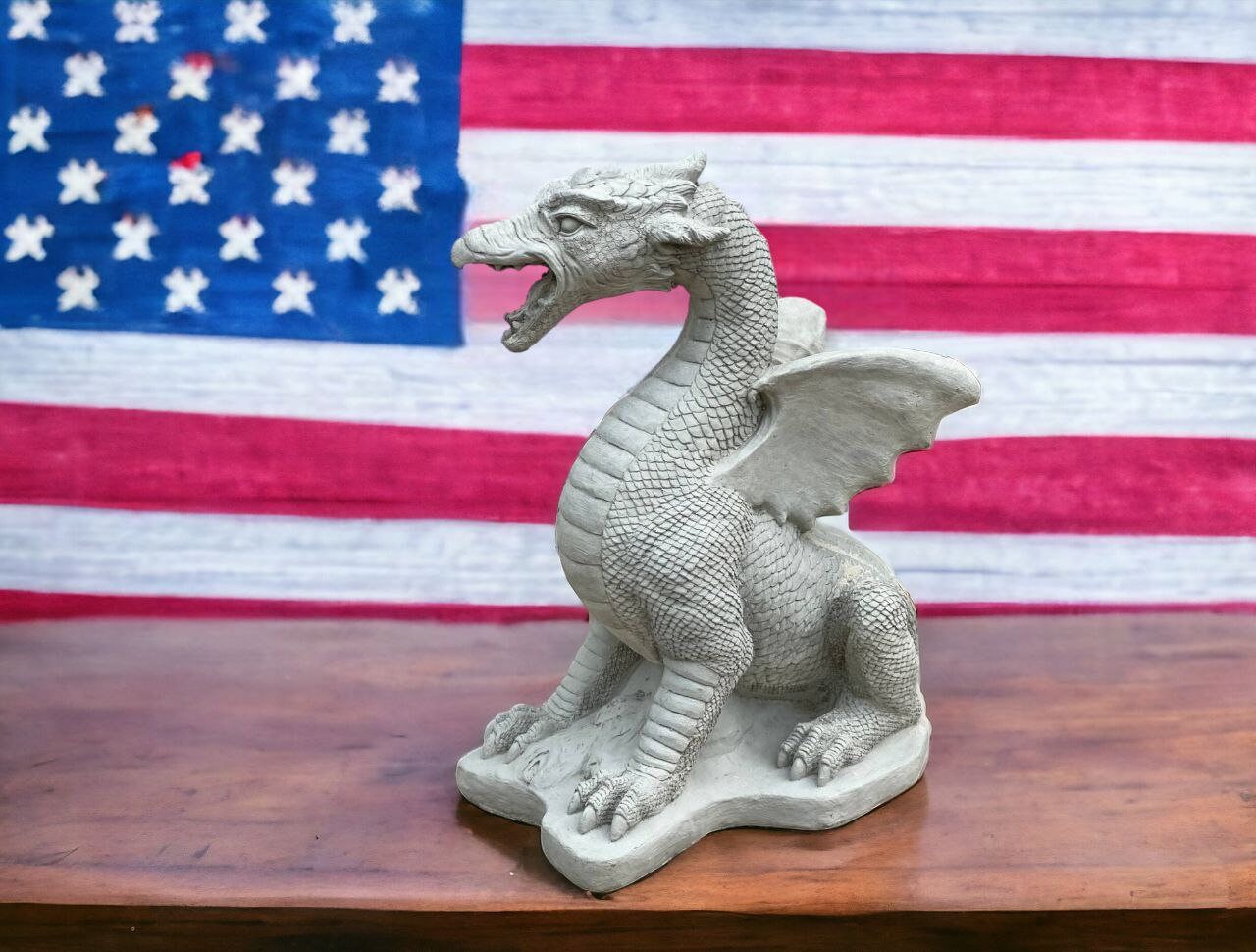 Large Detailed Dragon Statue Concrete Asian Dragon Figure Fairy Garden ...
