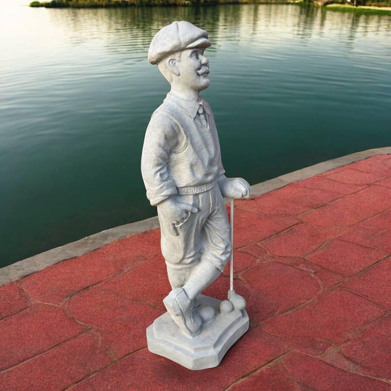 Extra Large Golfer Man Sculpture Cement Man With Club Figure Golf ...
