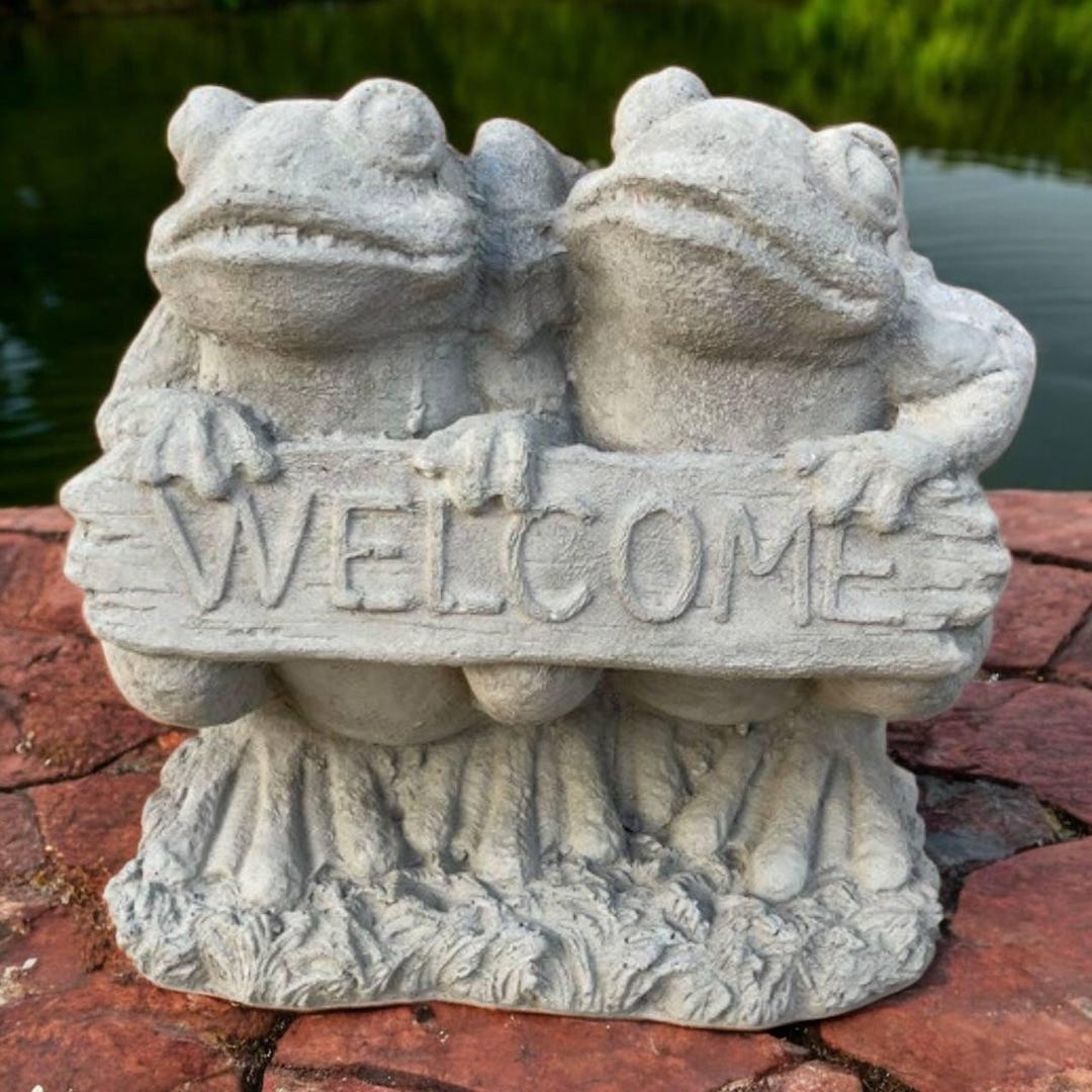 Frog Twins Figure Concrete Frogs Sculpture Front Door Welcoming Statue ...