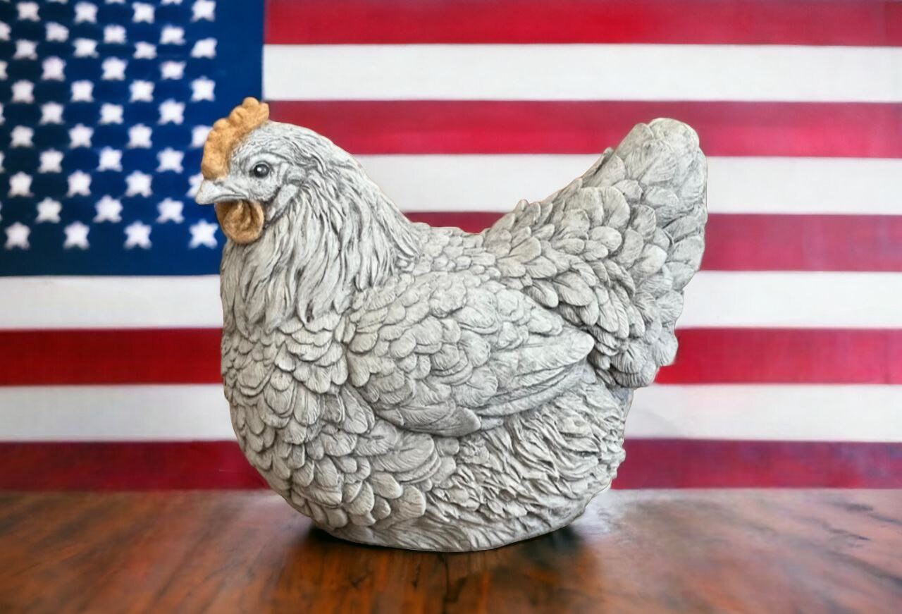 Detailed Hen Chicken Statue Large Farm Chicken Sculpture Backyard Stone ...