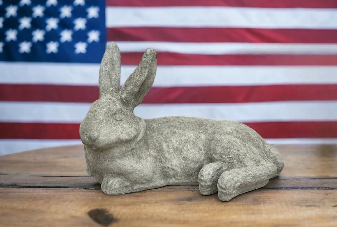 Massive Laying Rabbit Sculpture Bunny Split Ears Outdoor Statue Cozy ...