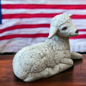 Laying Lamb Statue Farm Sheeep Sculpture Outdoor Garden Art Made in USA ...