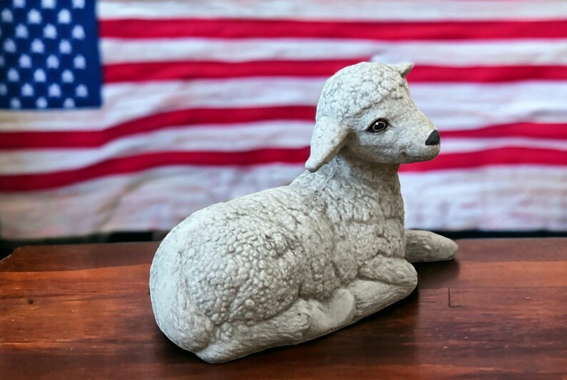 Laying Lamb Statue Farm Sheeep Sculpture Outdoor Garden Art Made in USA ...