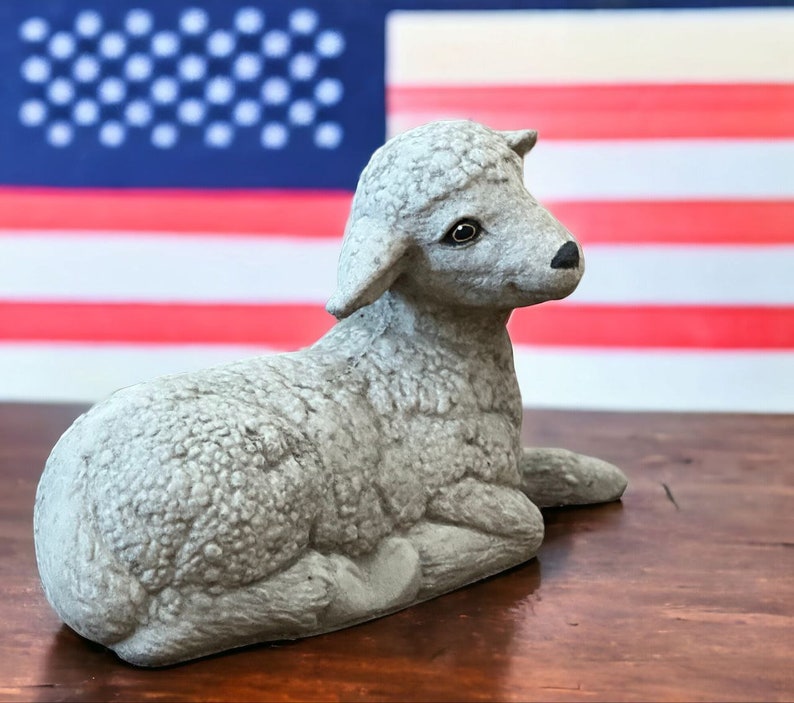 Laying Lamb Statue Farm Sheeep Sculpture Outdoor Garden Art Made in USA ...