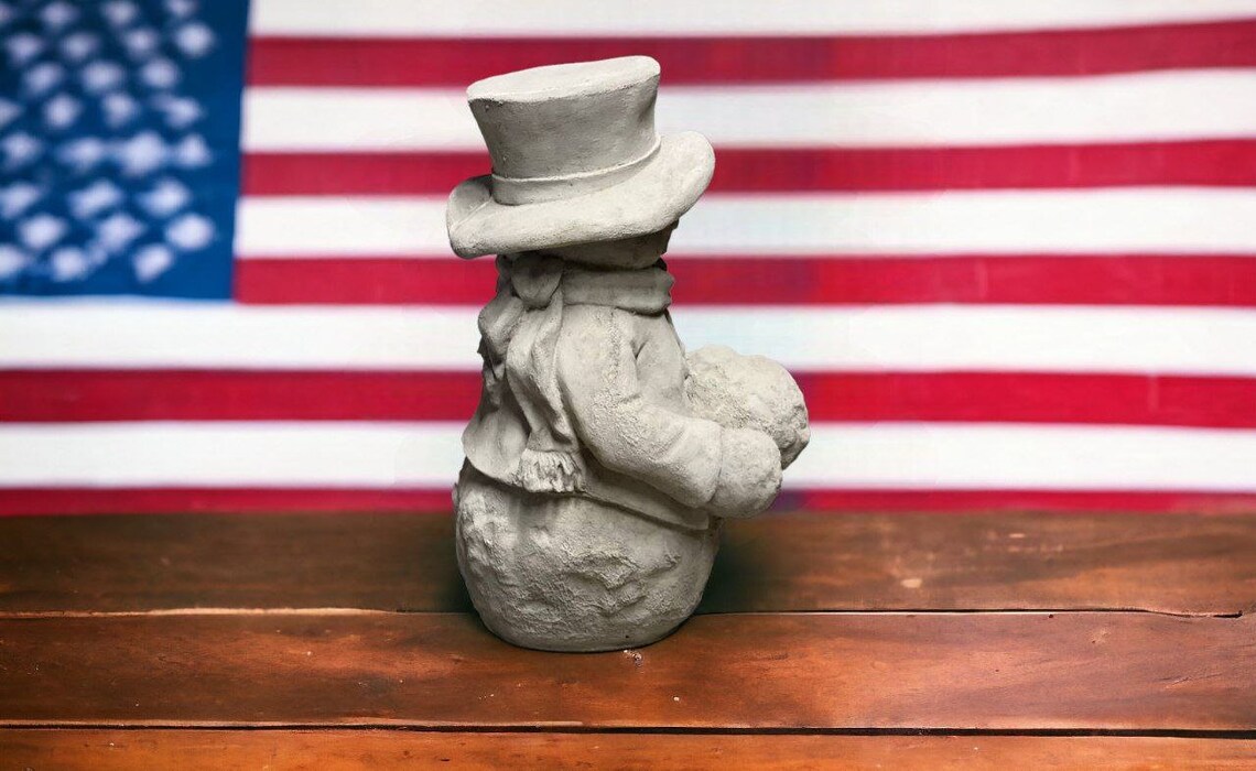 Standing Snowman Holding Ball Sculpture Concrete Snowman for Backyard ...