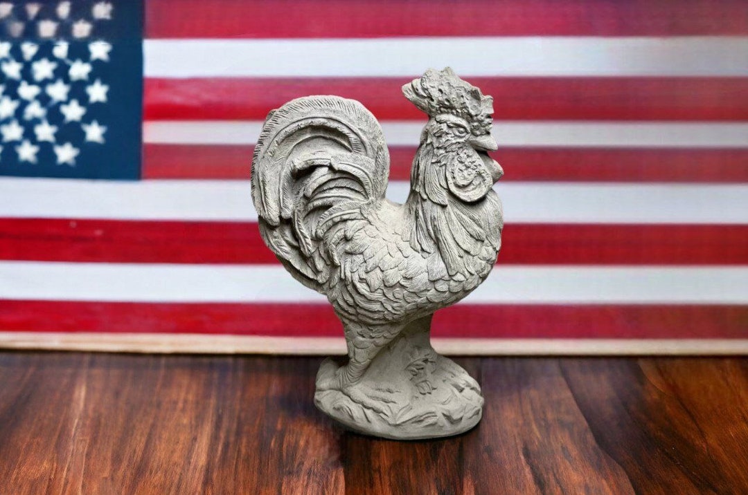 Massive Rooster Figure Concrete Farmhouse Chicken Statue Detailed ...