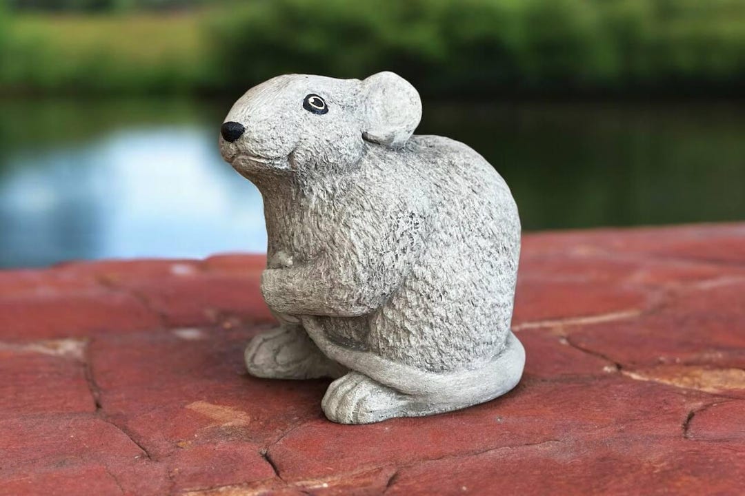 Standing Mouse Statue Concrete Forest Mouse Figurine Wild Animal Art ...