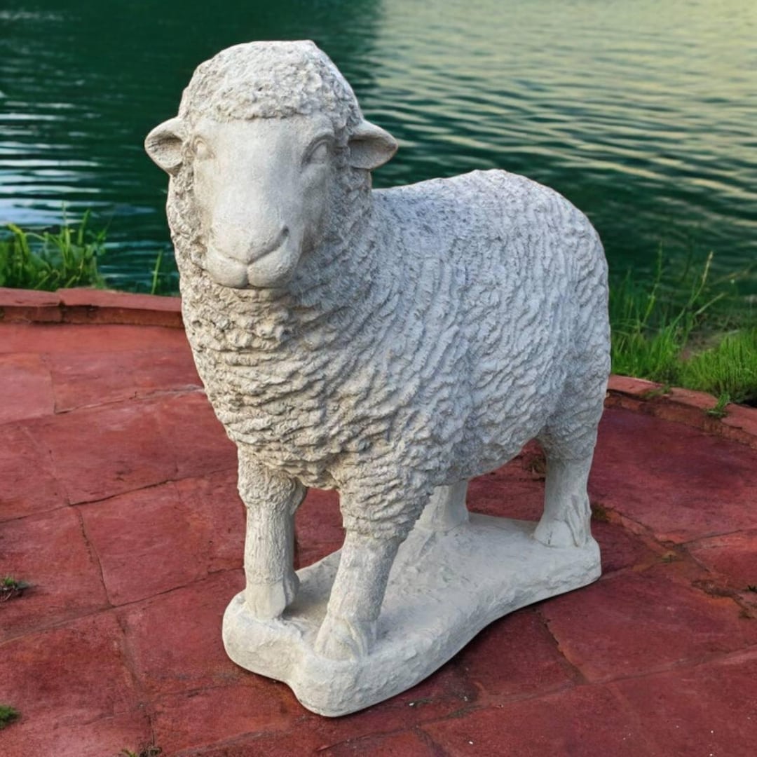 Extra Large Lamb Figure Standing Large Sheep Statue Cement Lamb on Post ...