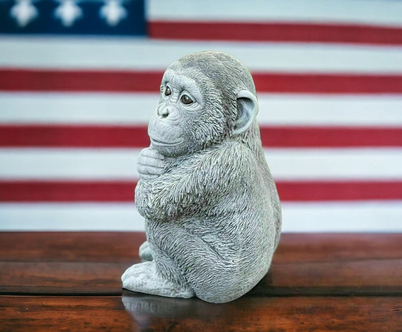 Chimpanzee Monkey Statue Realistic Monkey Figure Tropical Garden Art ...