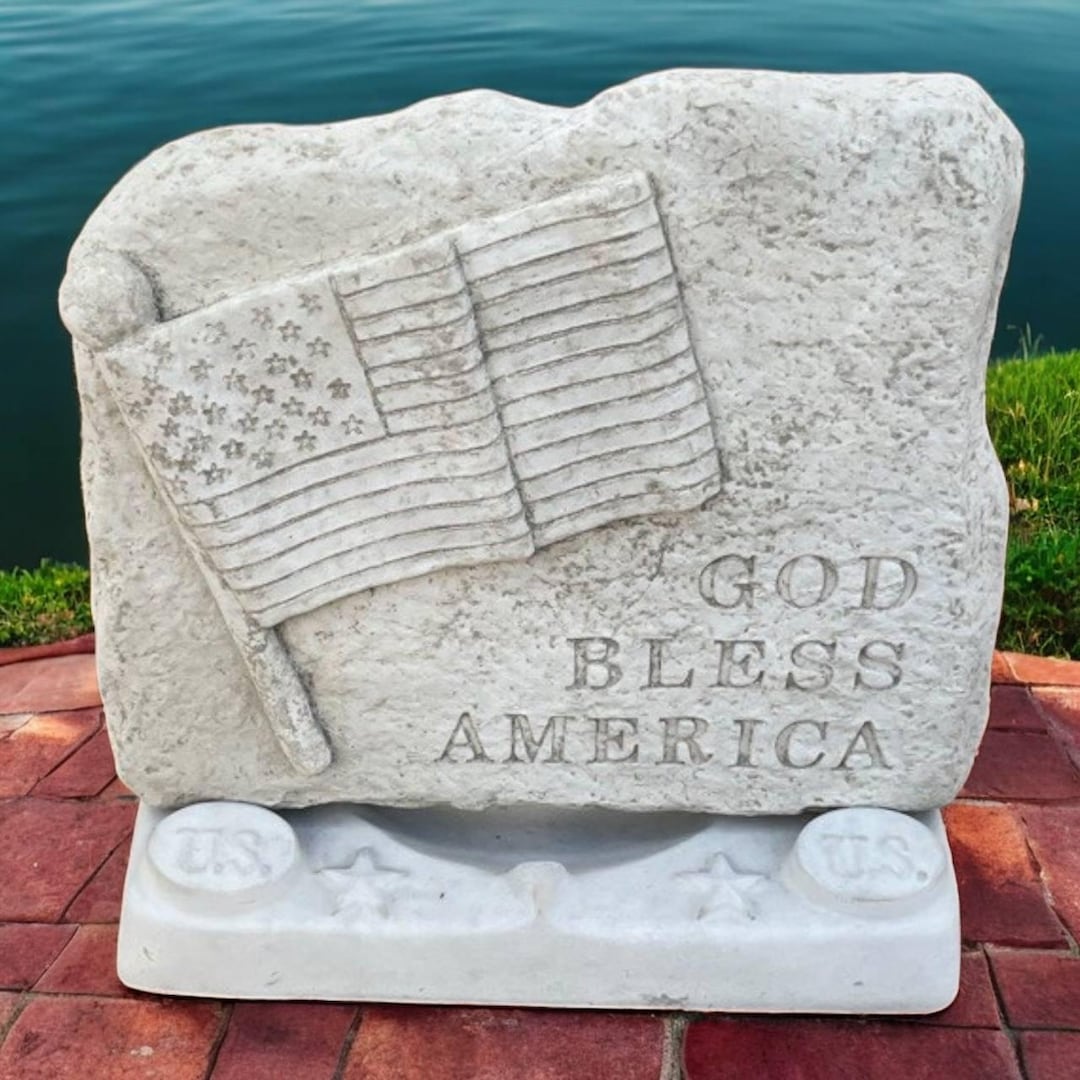 God Bless Rock Garden Statue Outdoor Religious Stone Sculpture Cement ...