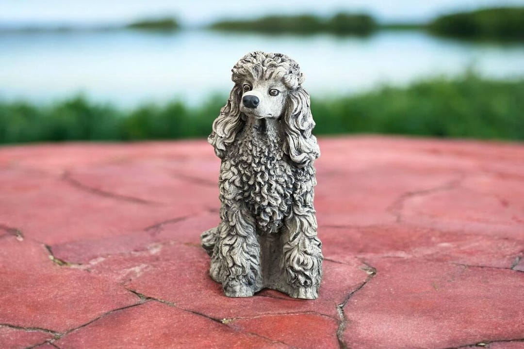 Realistic Poodle Dog Statue Stone Pet Grave Sculpture Concrete Poodle ...