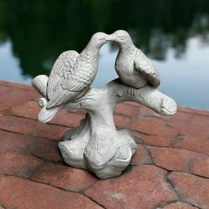 Love Birds on Tree Statue Concrete Birds Figure Stone Yard Art Love ...
