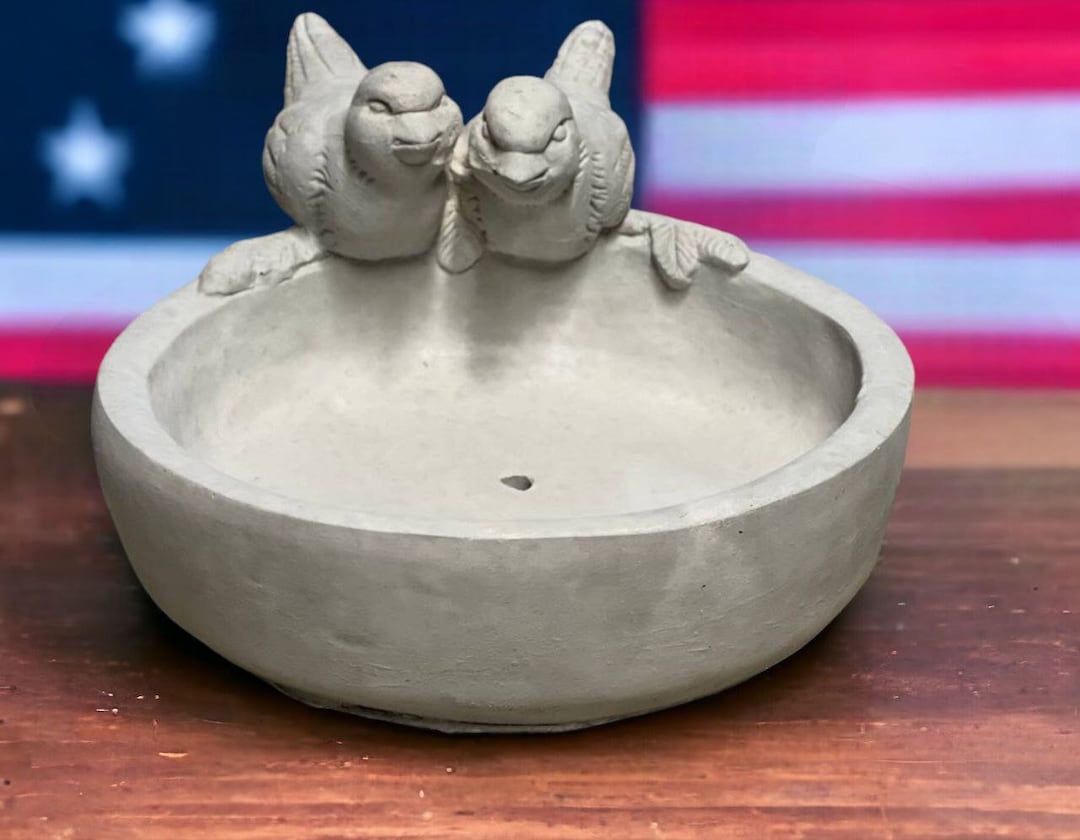 Concrete Drinker With Birds Decor Bird Bath Statue for Porch and Garden ...