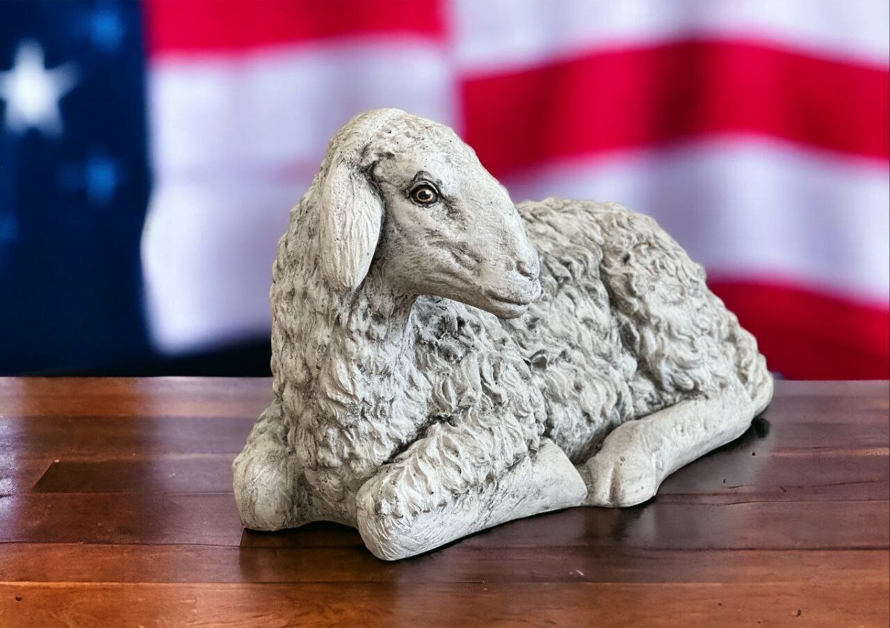Laying Lamb With Ears Down Statue Concrete Resting Lamb Figure Outdoor ...