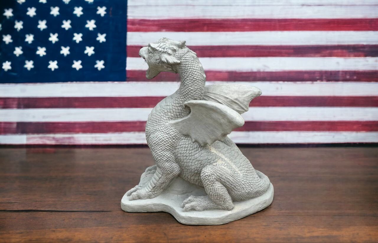 Large Detailed Dragon Statue Concrete Asian Dragon Figure Fairy Garden ...