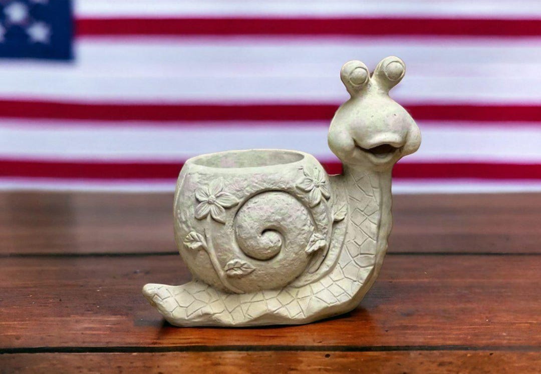 Massive Snail With Flowers Planter on Back Figure Concrete Pot Figure ...
