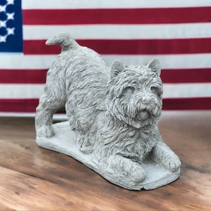 Crouching Terrier Garden Statue Concrete Dog Figure Detailed Terrier ...