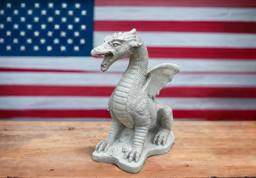Large Detailed Dragon Statue Concrete Asian Dragon Figure Fairy Garden ...