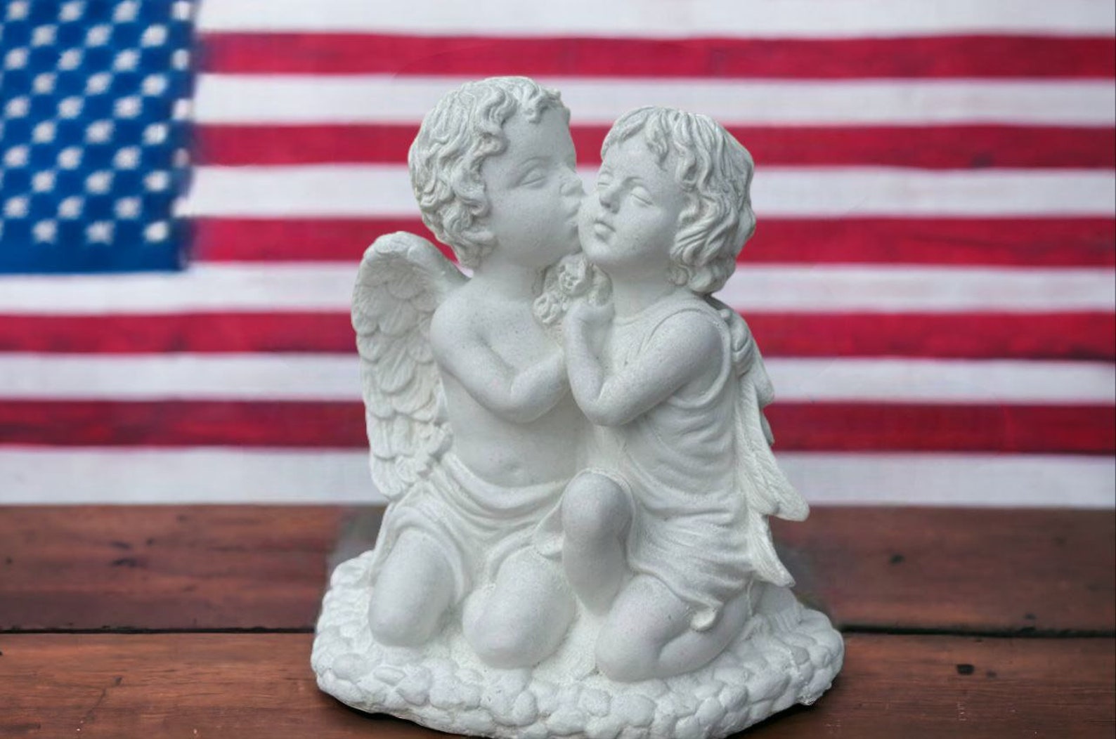 Angel Kissing Girl Statue Two Angels Figure Garden Cherubs Religious ...