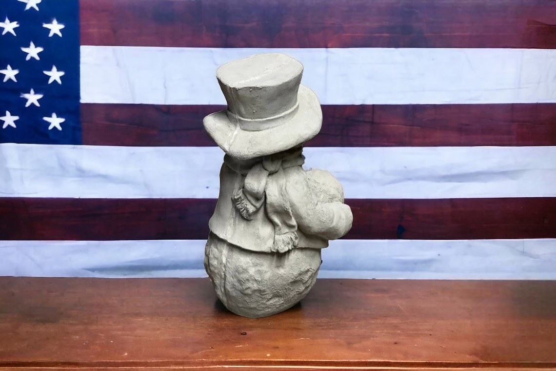 Standing Snowman Holding Ball Sculpture Concrete Snowman for Backyard ...