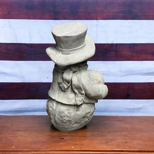 Standing Snowman Holding Ball Sculpture Concrete Snowman for Backyard ...