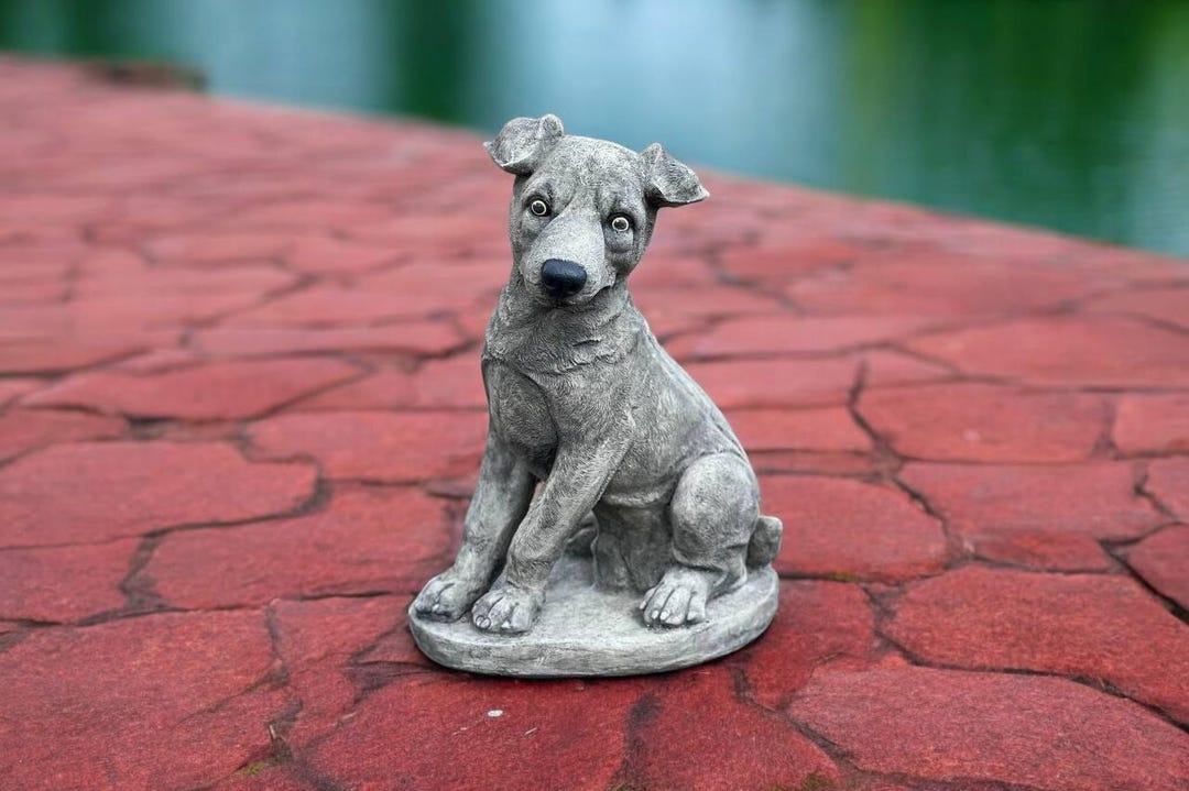 Sitting Jack Russell Dog Figure Stone Jack Russell Memorial Sculpture ...