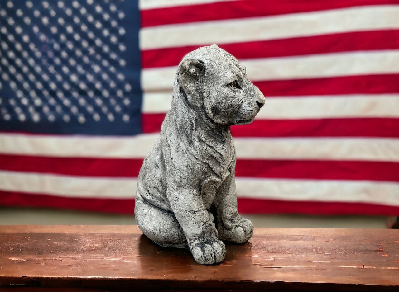 Concrete Tiger Cub Statue Sitting Newborn Tiger Sculpture Made in USA ...