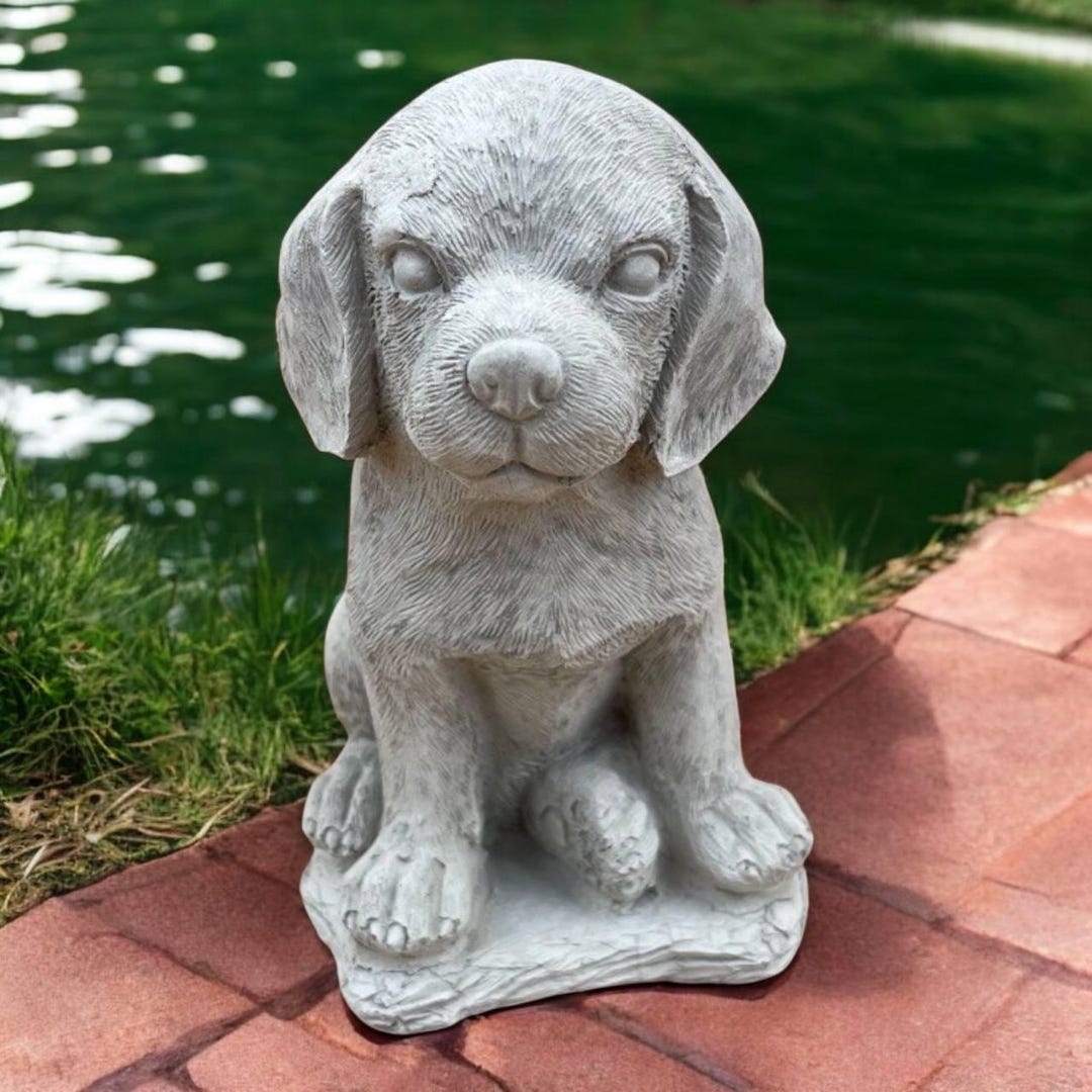Sitting Pit Bull Statue Detailed Pit Bull Puppy Sculpture Outdoor Dog ...